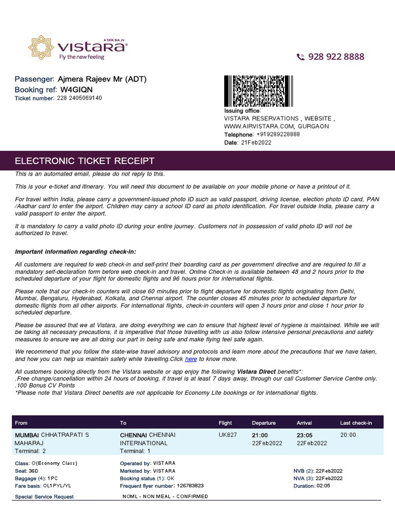 Your Electronic Ticket-EMD Receipt | PDF
