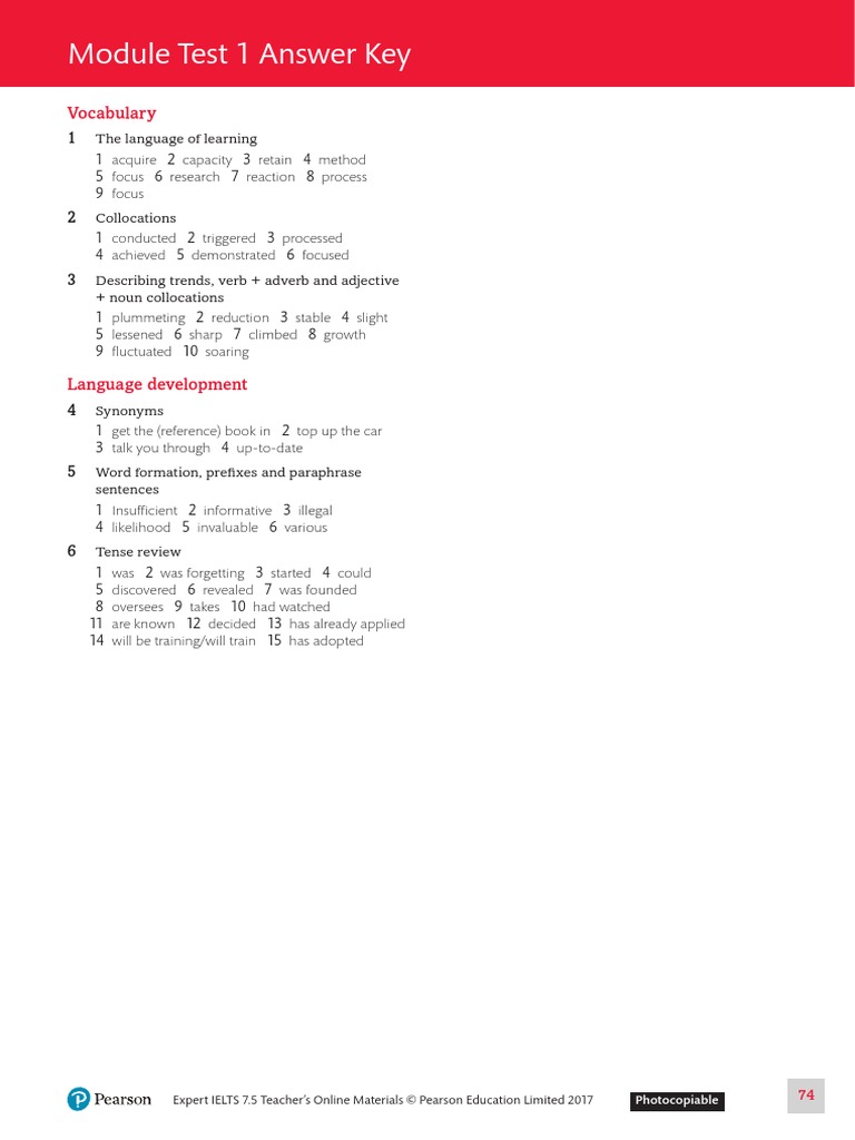 Module Test 1 Answer Key | PDF