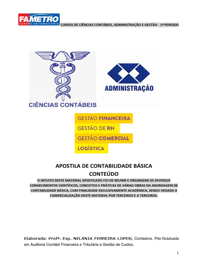 Apostila de Contabilidade Basica - 2022 - Aluno | PDF | Contabilidade ...