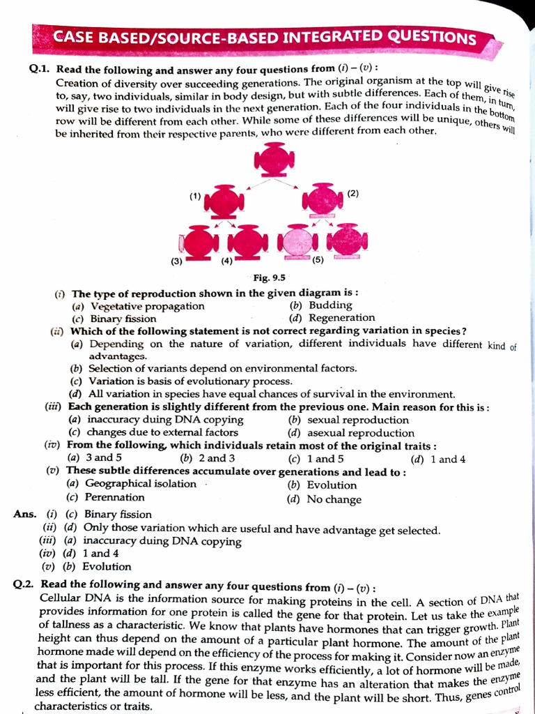 Of Reproduction: Case Based/Source-Based Integrated Questions | PDF ...