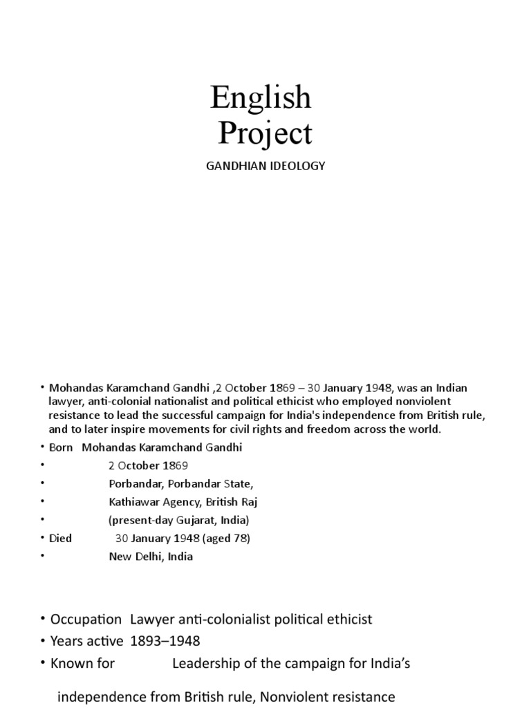English Project: Gandhian Ideology | PDF | Mahatma Gandhi | Nonviolence