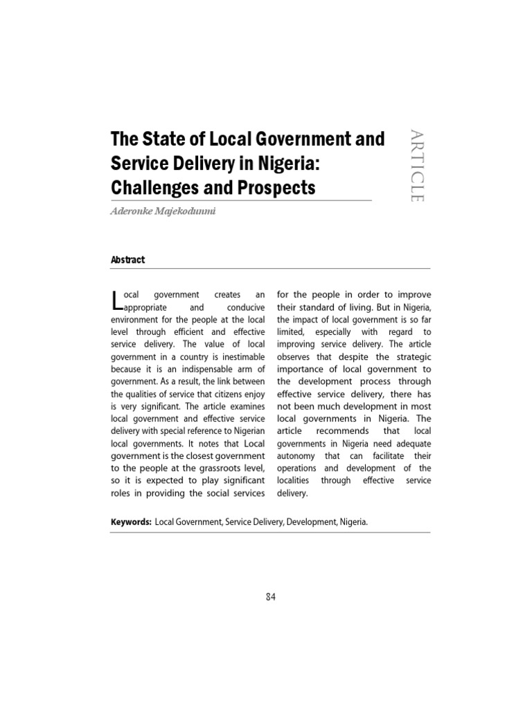 Local Government Service Delivery in Nigeria | PDF | Nigeria | Governance