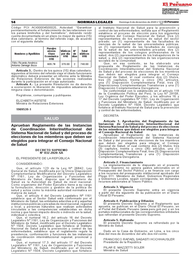 Lectura DS 032-2020 - Sa | PDF | Perú | Elecciones