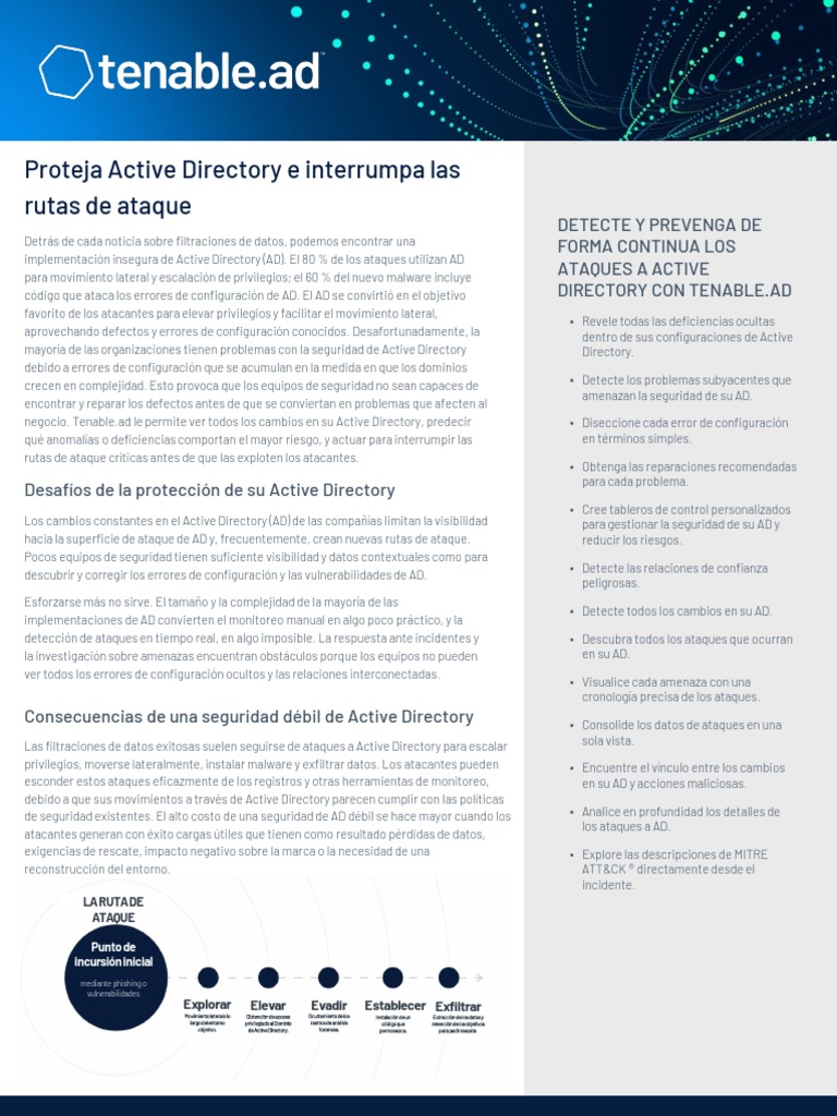 DataSheet-Tenable-ad Secure Active Directory and Disrupt Attack Paths Es-La | PDF | Directorio ...
