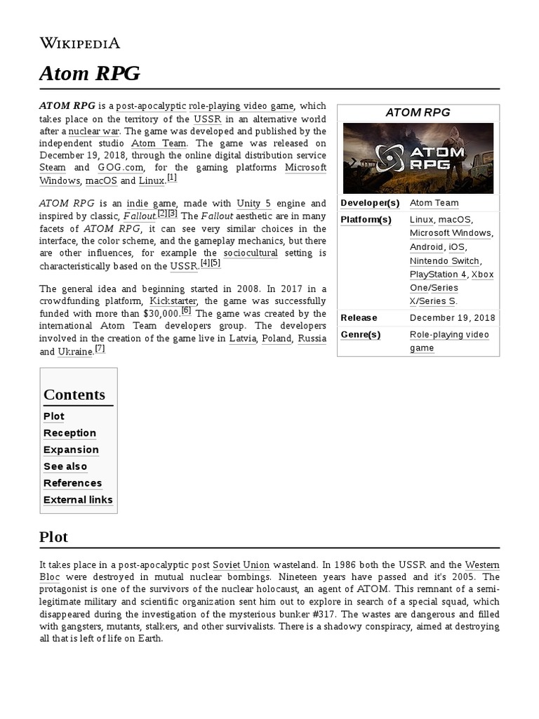 Atom RPG: ATOM RPG Is A Post-Apocalyptic Role-Playing Video Game, Which ...