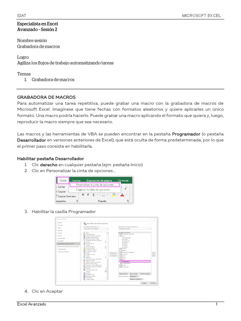 Guia Excel Avanzado - Sesion 02 | PDF | Macro (informática) | Microsoft ...