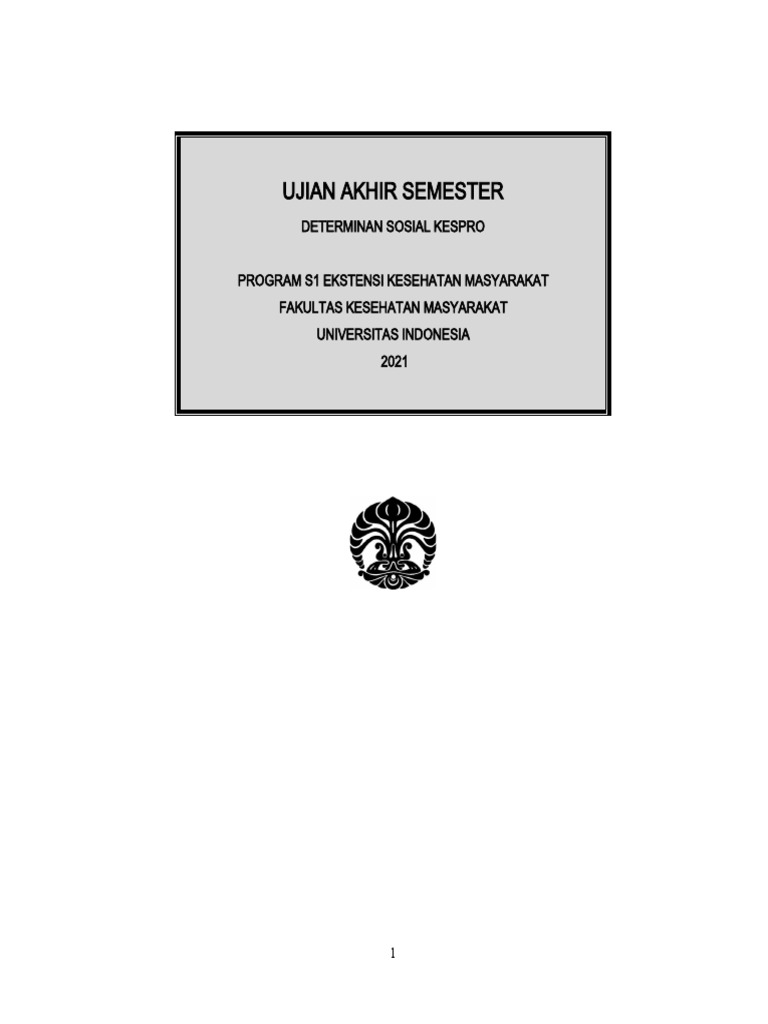 SOAL UAS KESPRO 2020 - S1 Indra | PDF | Ilmu Sosial | Pengembangan Diri