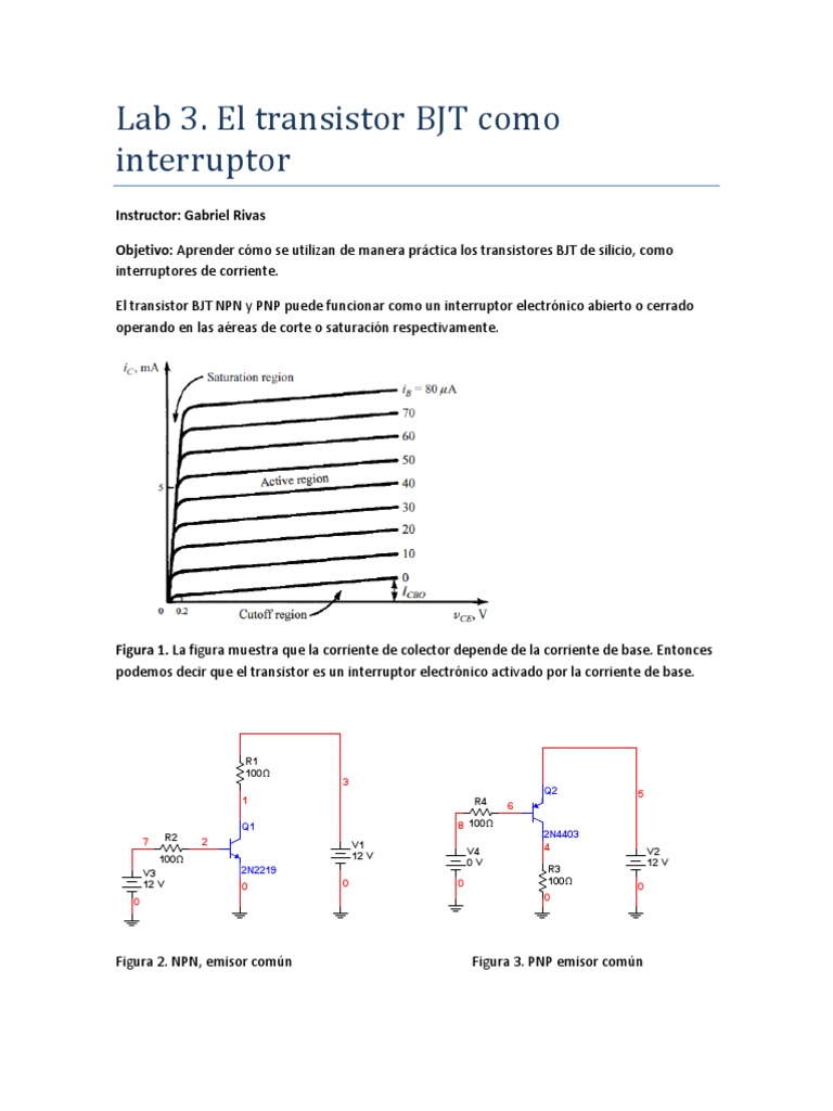 Transistor BJT como Interruptor Electrónico | PDF | Transistor de unión ...