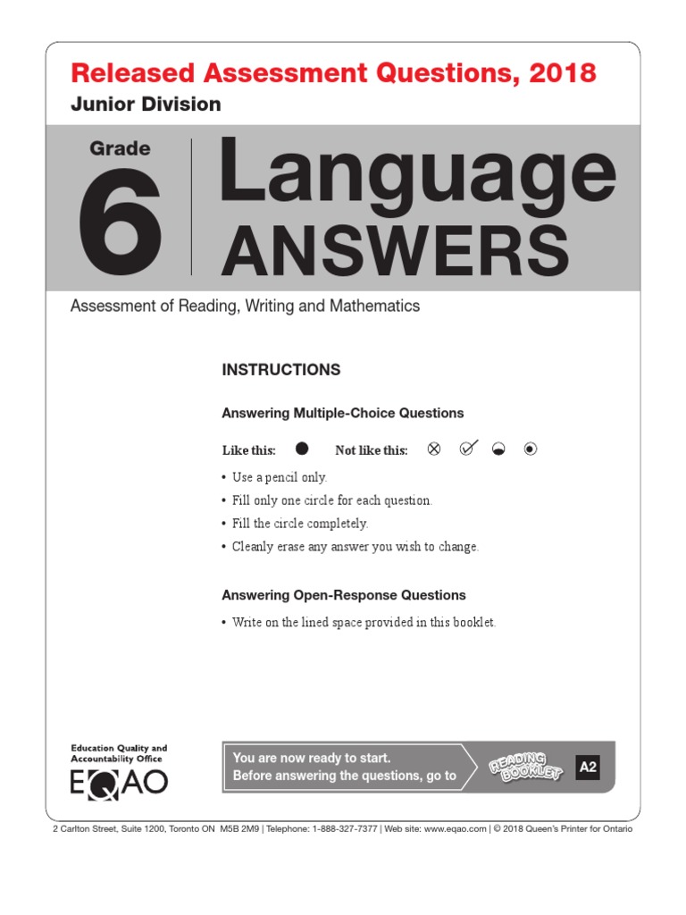 G6 Language Answers BKLT 2018 | PDF | Multiple Choice