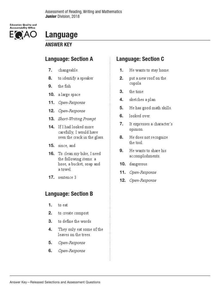G6 Language Answer Key 2018 | PDF | Learning | Cognition