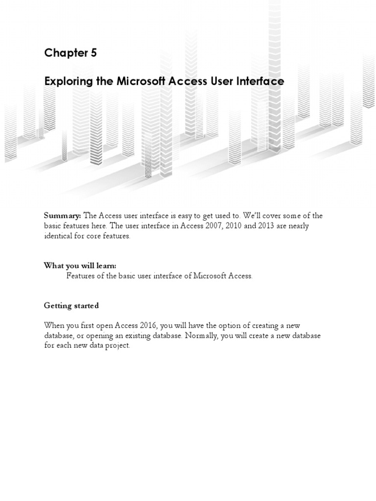 Microsoft Access User Interface Overview | PDF | Microsoft Access ...