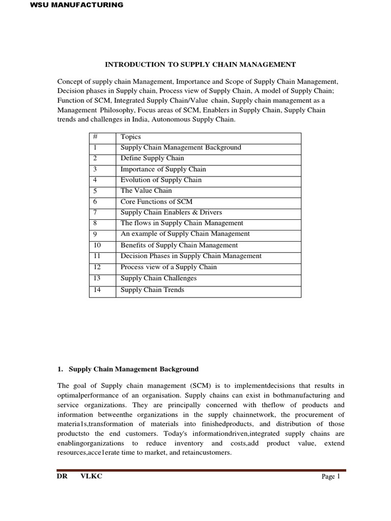 Introduction To Supply Chain Management | PDF | Supply Chain Management | Supply Chain