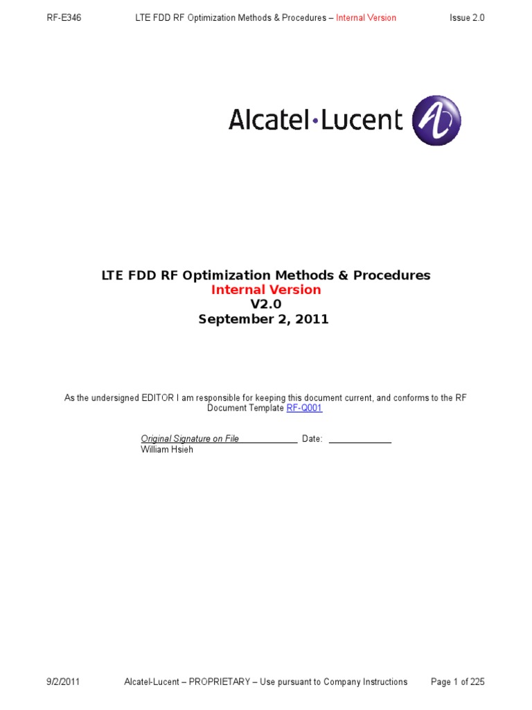 Lte Fdd Rf Optimization Methods And Procedures Pdf Cluster Analysis