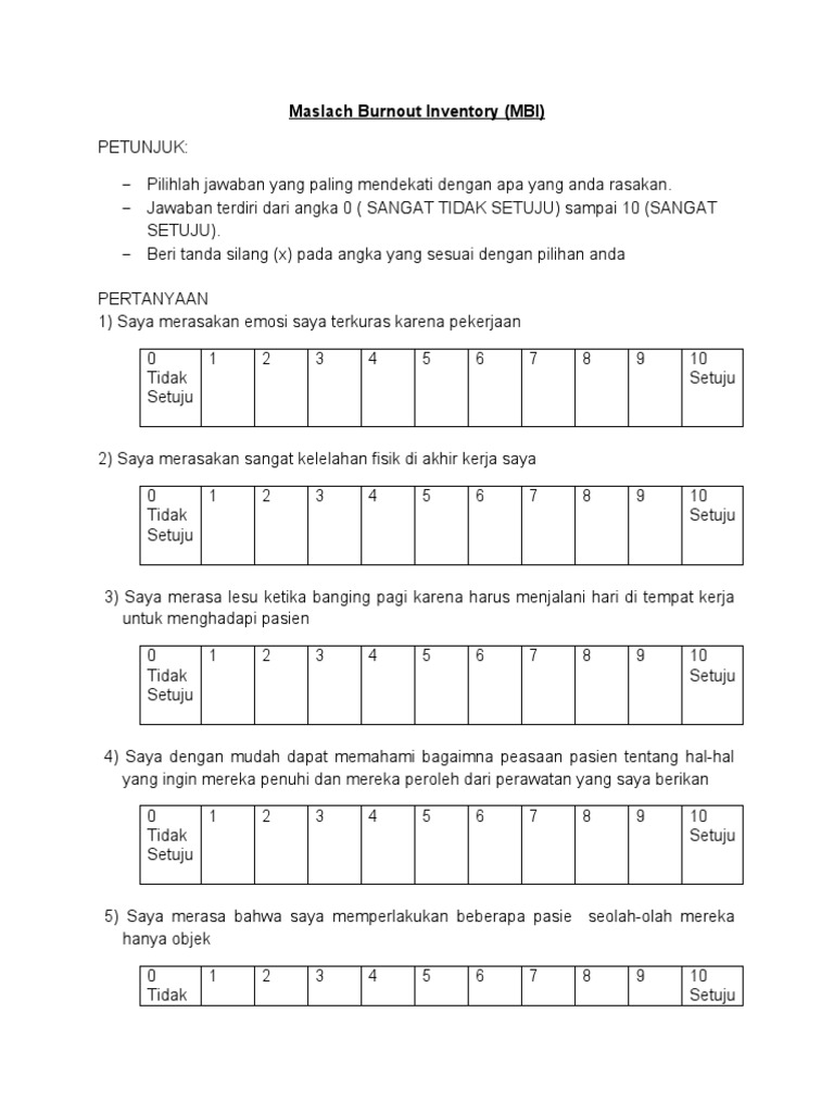 Maslach Burnout Inventory | PDF