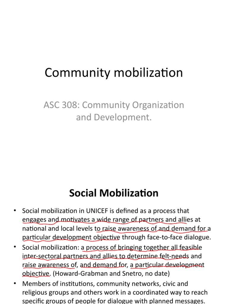 Community Mobilization Lecture 8th March 2010 | PDF | Community | Goal