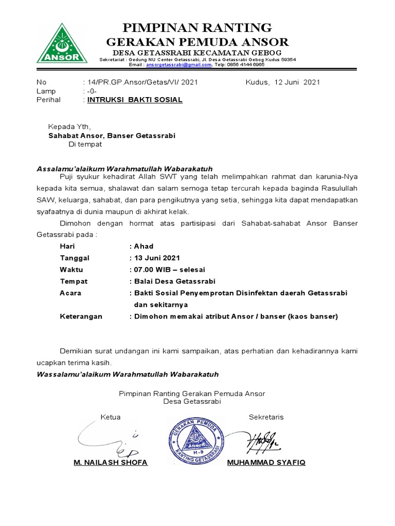 Undangan Baksos Ansor Getassrabi | PDF | Agama & Spiritualitas