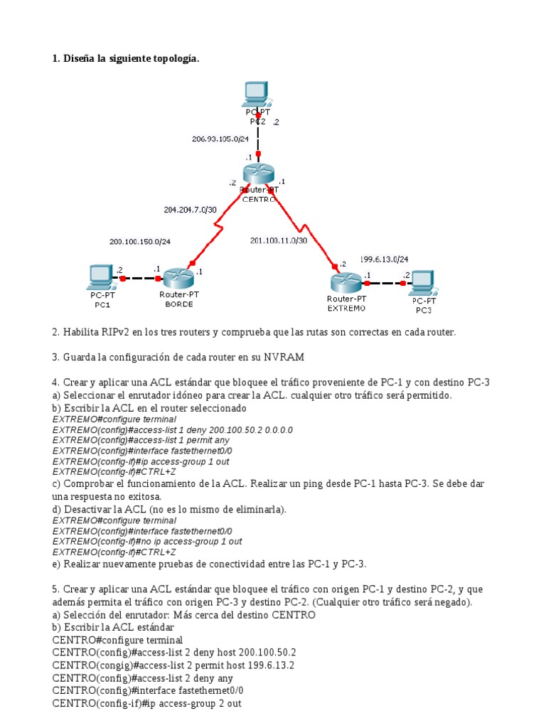 Ejercicios Acl Soluciones | PDF | Enrutador (Computación) | Dirección IP