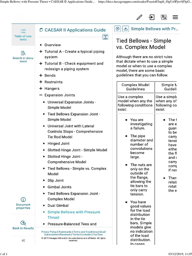 Simple Bellows With Pressure Thrust - CAESAR II Applications Guide - Reader - PPM Documentation ...