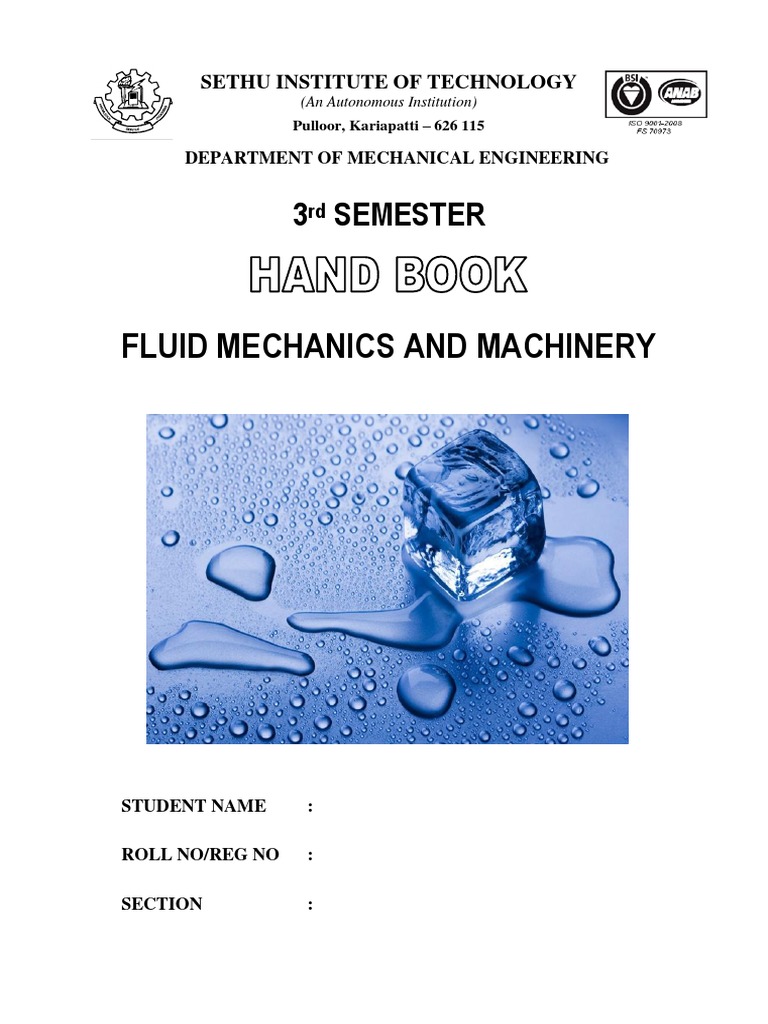 Fluid Mechanics and Machinery (QB) | PDF | Turbine | Pump