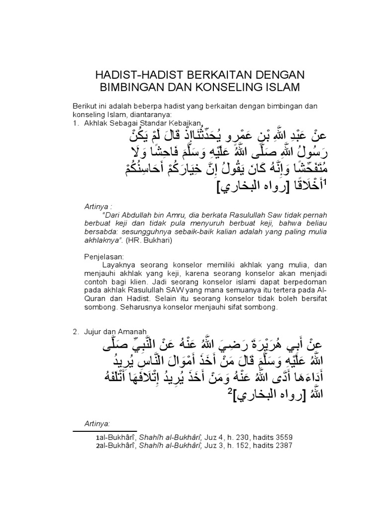 Hadis Berkaitan Dengan BK | PDF