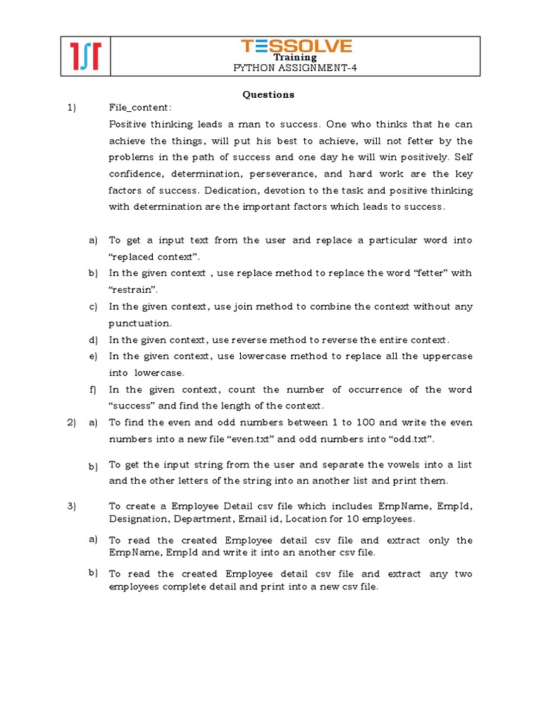 Python-ASSIGNMENT 4 | PDF