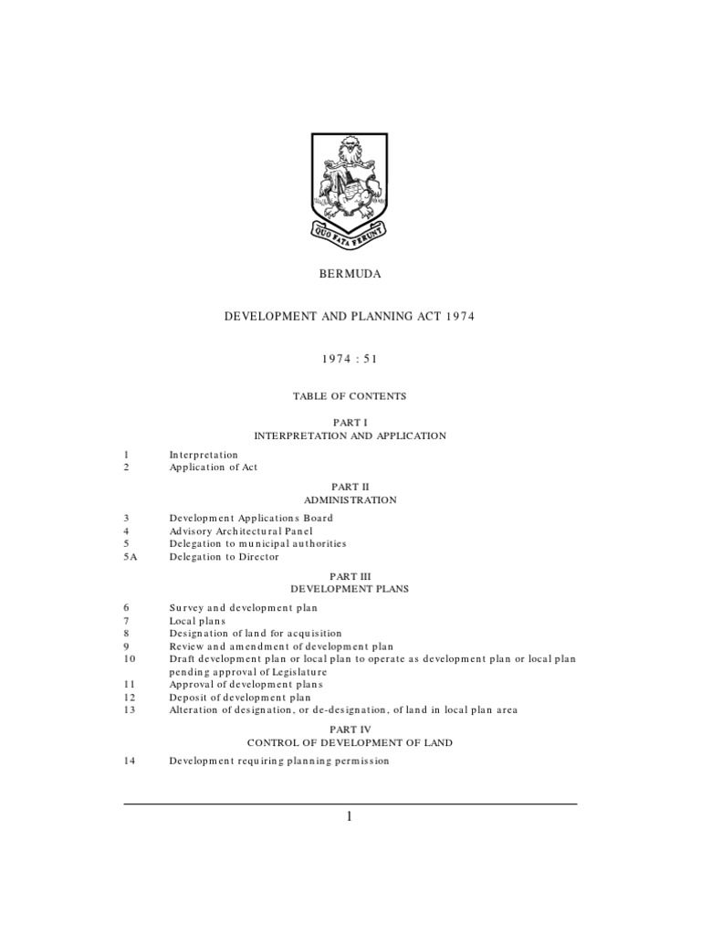 Bermuda Development and Planning Act 1974 | PDF