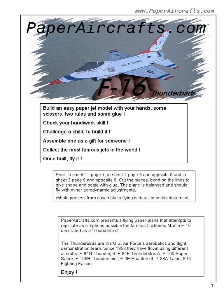 F16 Jet Fighter Paper Plane