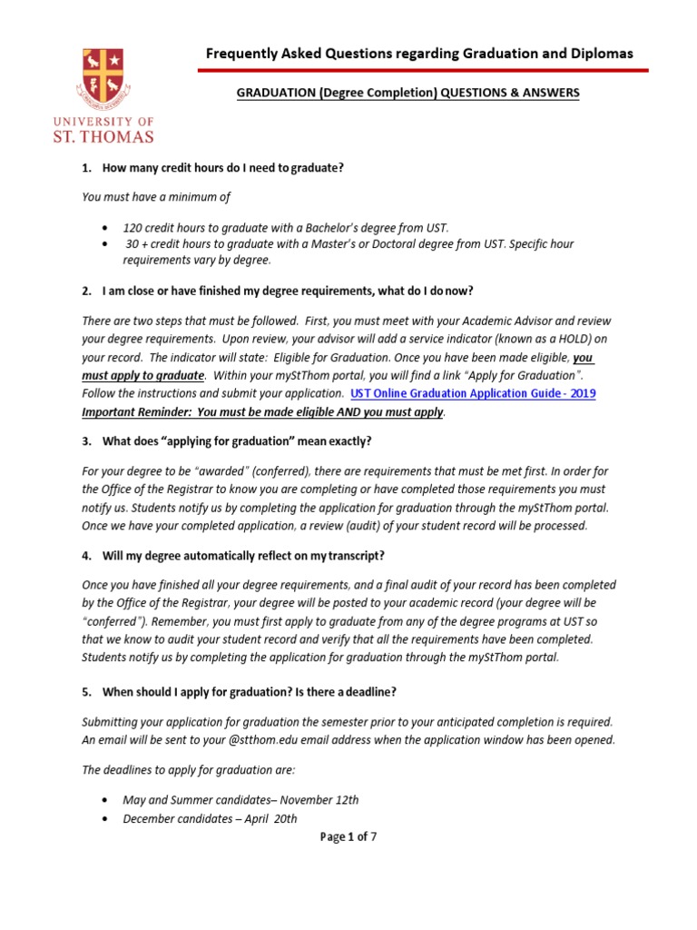 Frequently Asked Questions Regarding Graduation and Diplomas | PDF ...