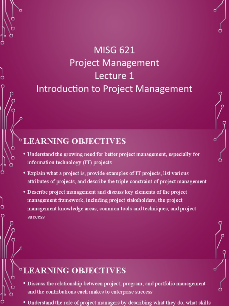 MISG 621 Project Management Introduction To Project Management | PDF ...