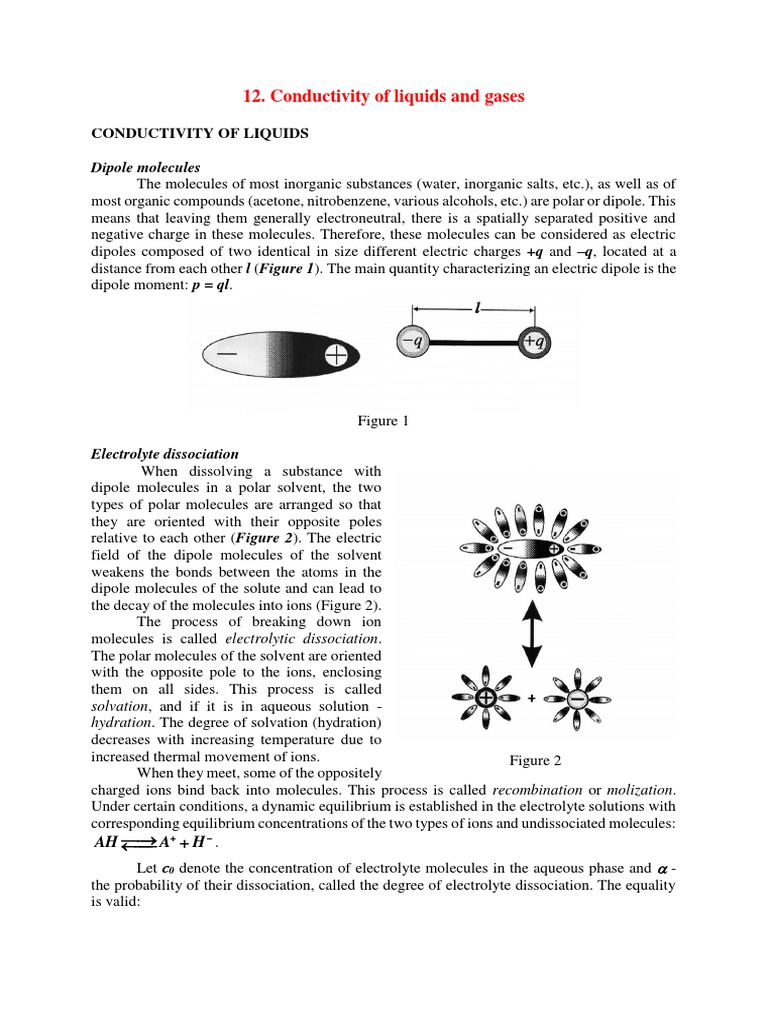 Conductivity of Liquids and Gases | PDF | Solvation | Dissociation ...