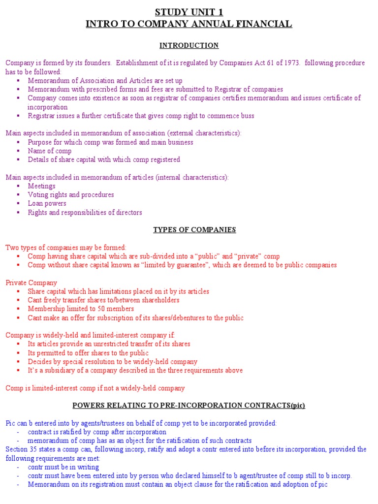 FAC2601 Notes SU 1 Intro To Comp Annual Financial Statements | Download ...