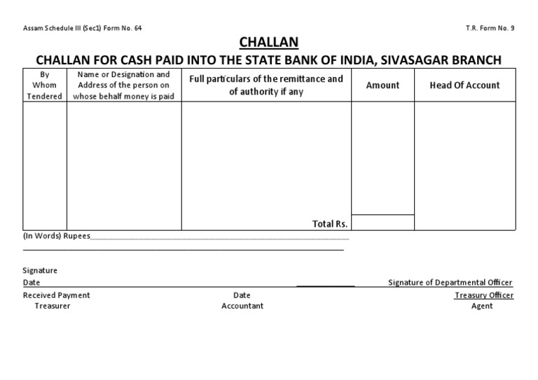 Assam Treasury Challan Form No. 64 | PDF | Finance & Money Management