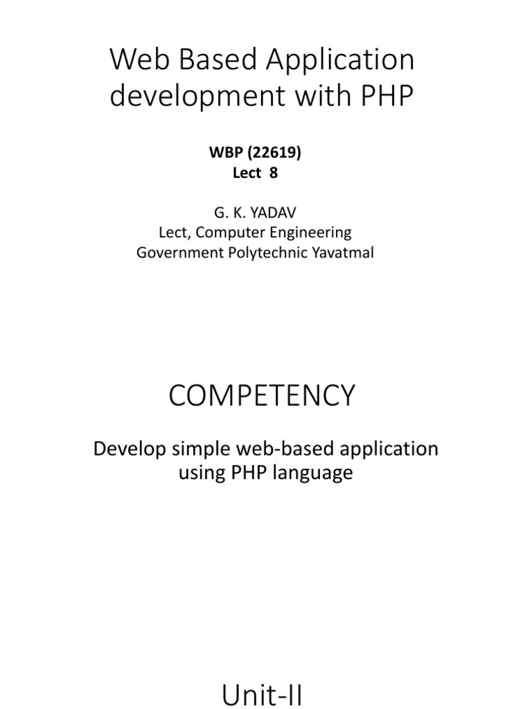 Web Based Application Development With PHP: WBP (22619) Lect 8 | PDF | Array Data Structure ...