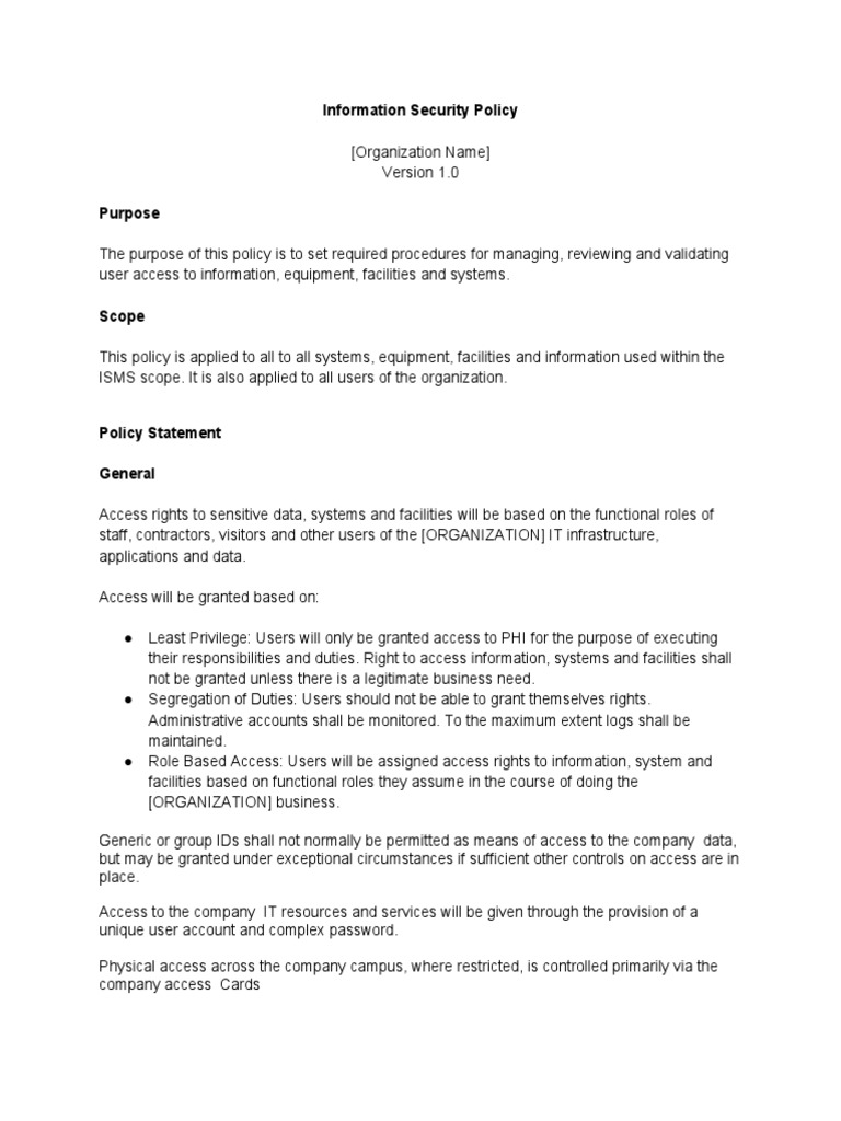 Access Control Policy | PDF | Password | Access Control