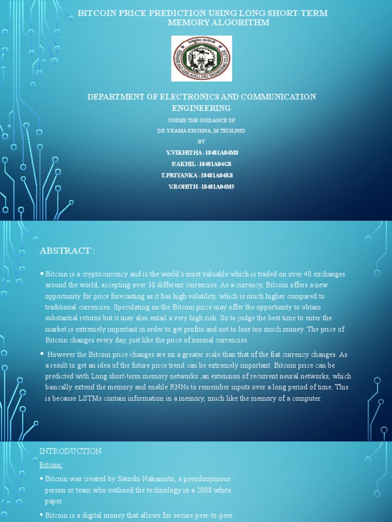 Bitcoin Price Prediction Using LSTM | PDF | Bitcoin | Computing