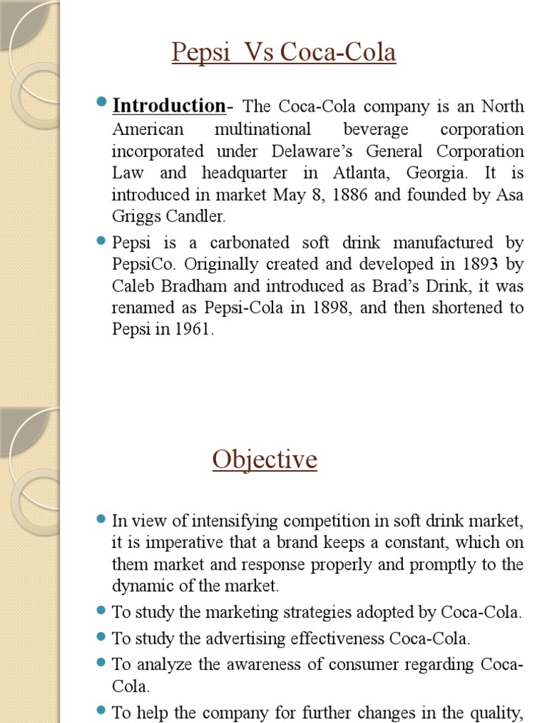 Pepsi Vs Coca-Cola | PDF | The Coca Cola Company | Pepsi