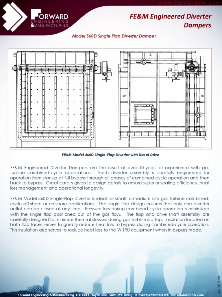 FE&M Engineered Diverter Dampers: Model 560D Single Flap Diverter ...
