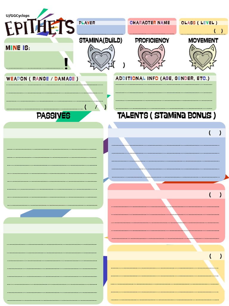 Epithets Character Sheet | PDF