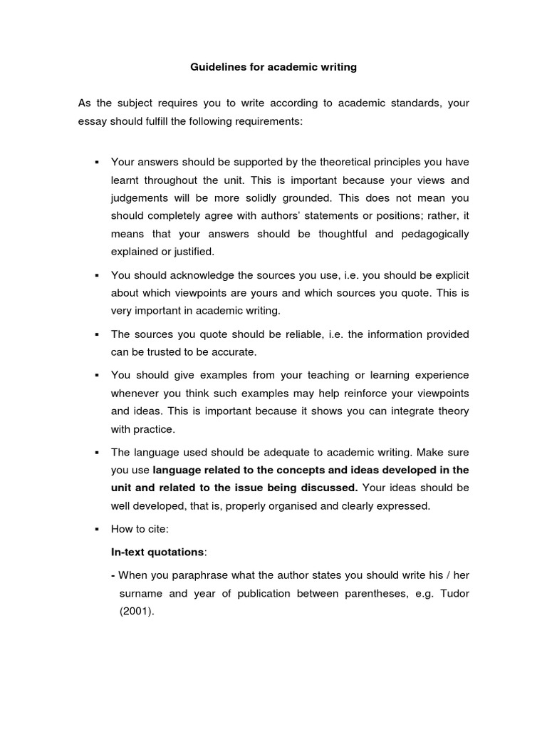 Guidelines For Academic Writing | PDF | Argument | Reason