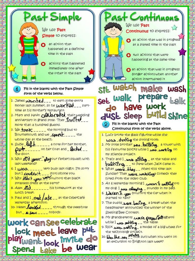 Past Simple Vs Continuous Key | PDF