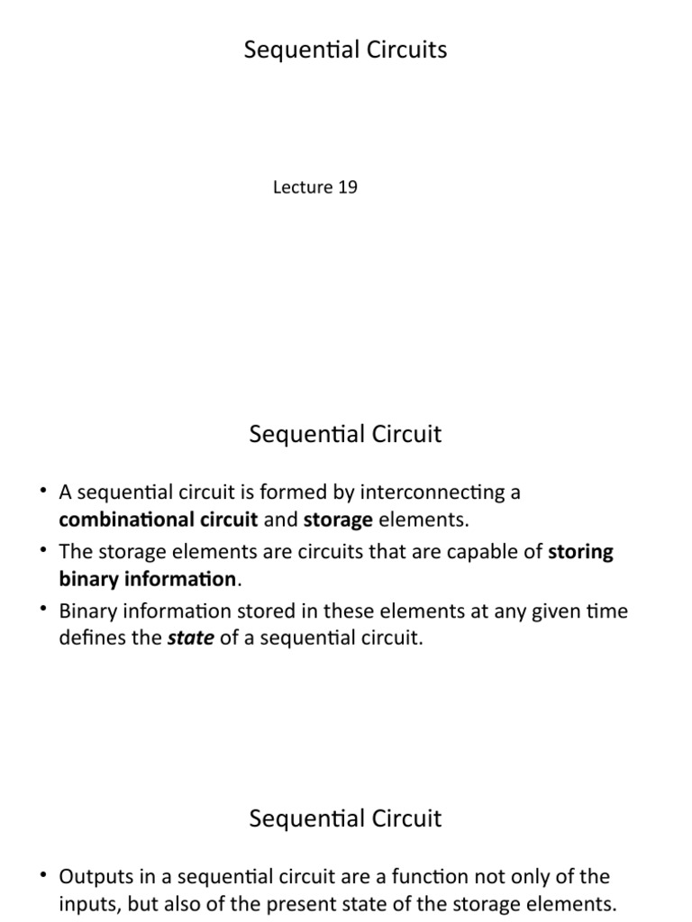 DLD - Lecture - 19-20 Sequentail Circuits - Latches | PDF