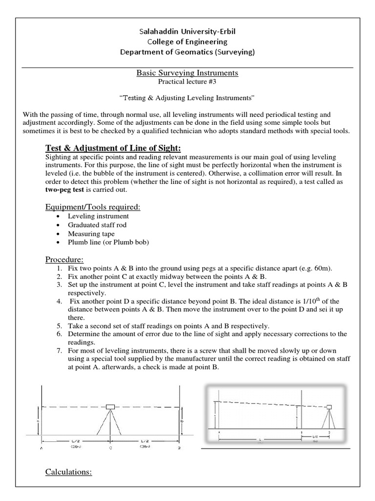 Prac#3 Checking and Adjustment of Level Instrument | PDF | Surveying