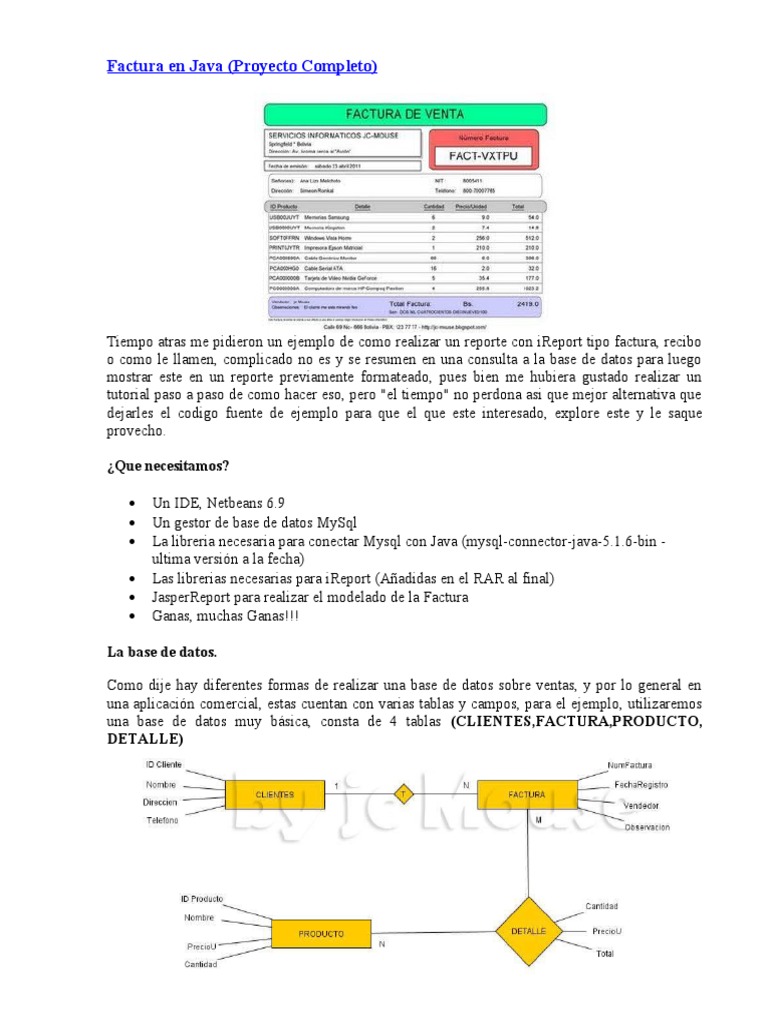 Factura en Java | PDF | Bases de datos | Java (lenguaje de programación)