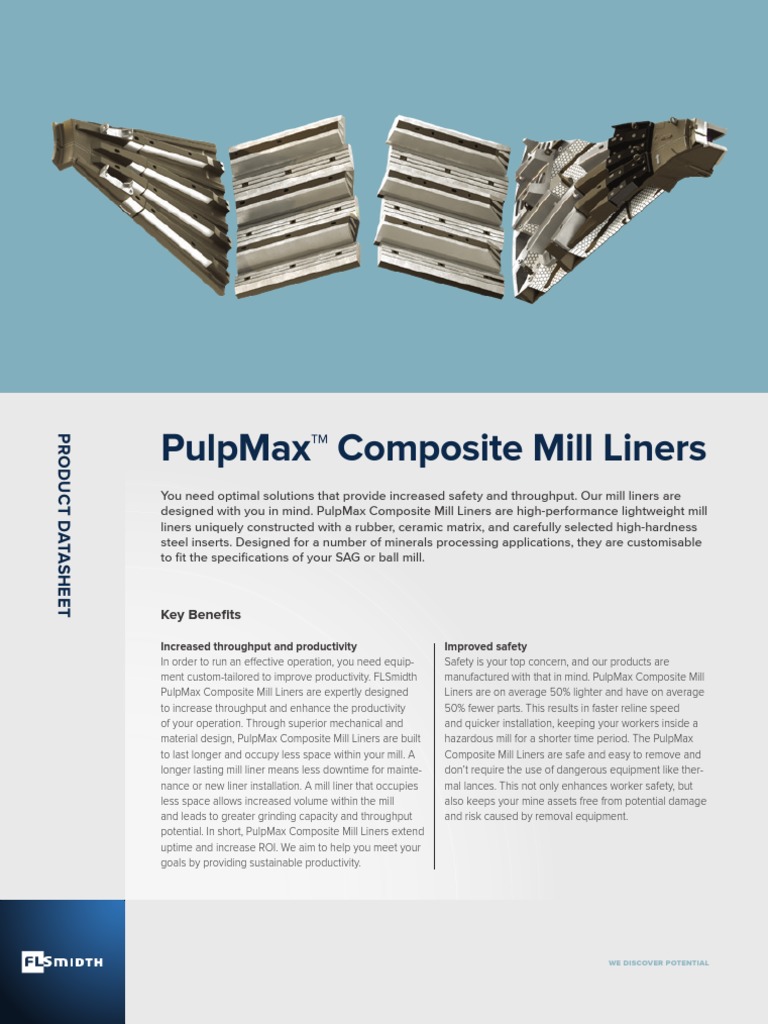 PulpMax Composite Mill Liner Datasheet FA Web | PDF | Composite Material | Steel