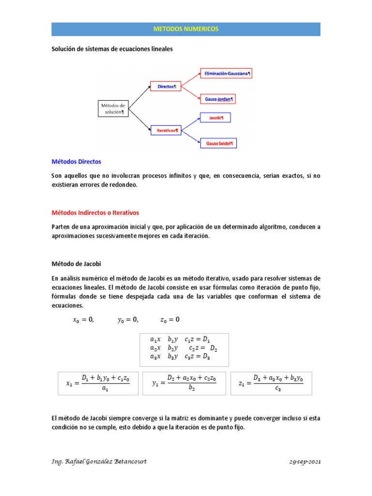 Método de Jacobi en Ecuaciones Lineales | PDF | Ecuaciones | Análisis ...