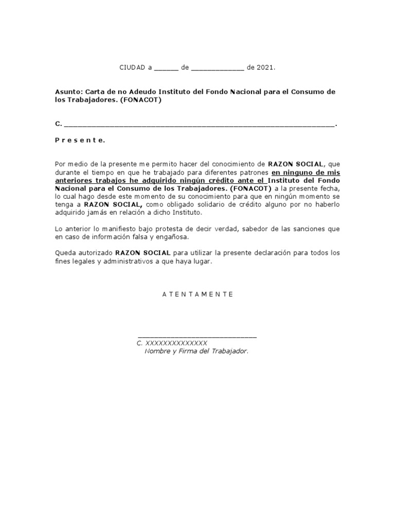 Formato Fonacot | PDF