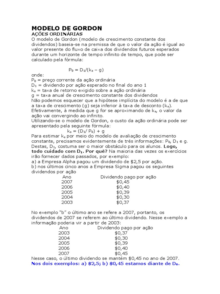Modelo de Gordon | PDF | Dividendo | Corporações