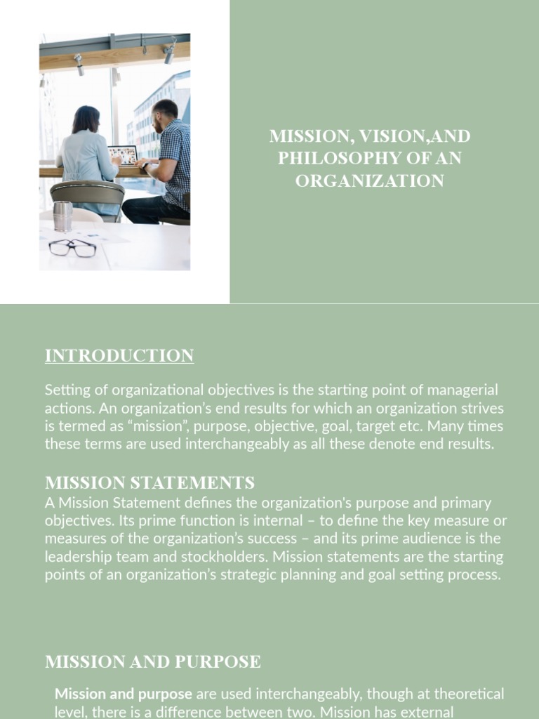 Mission, Vision, and Philosophy of An Organization | PDF | Budget ...