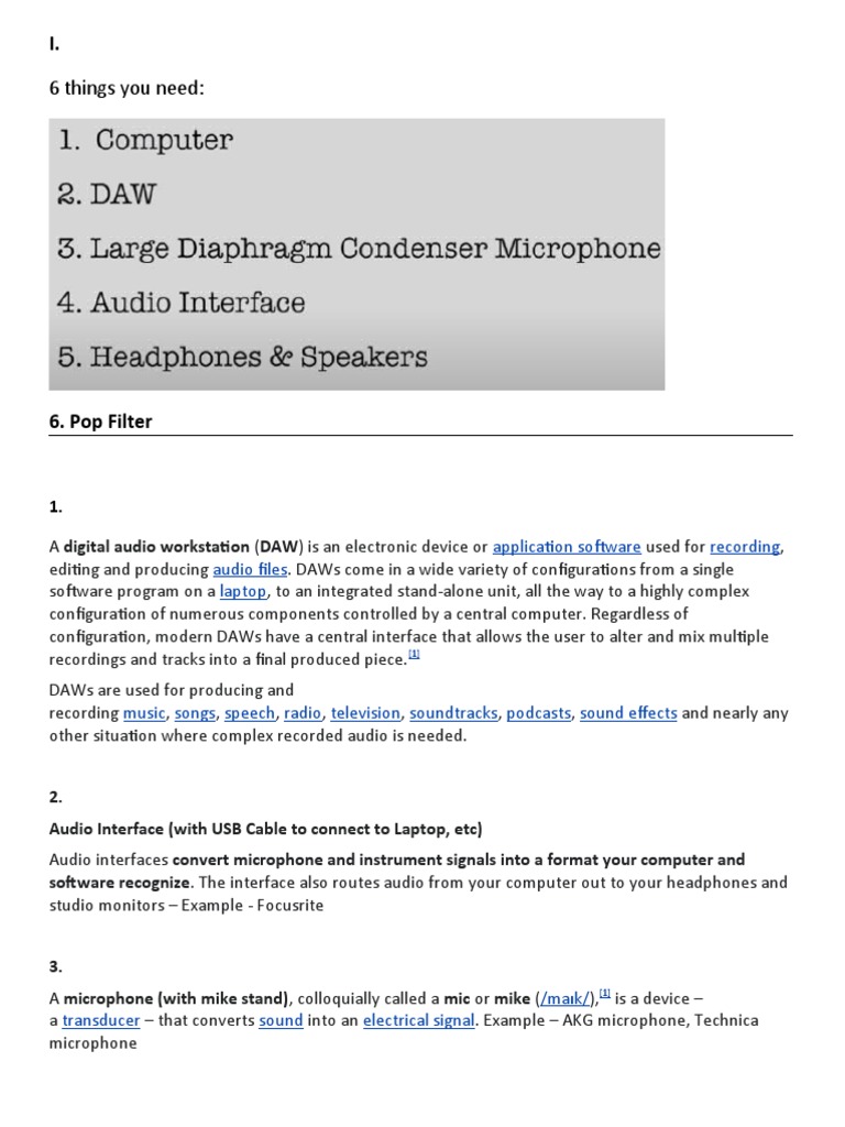 To Set Up - Home Recording System | PDF