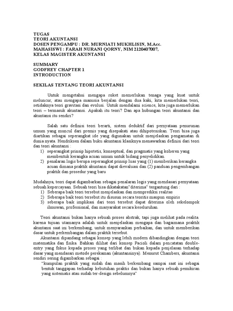 Summary Godfrey CH 1 | PDF